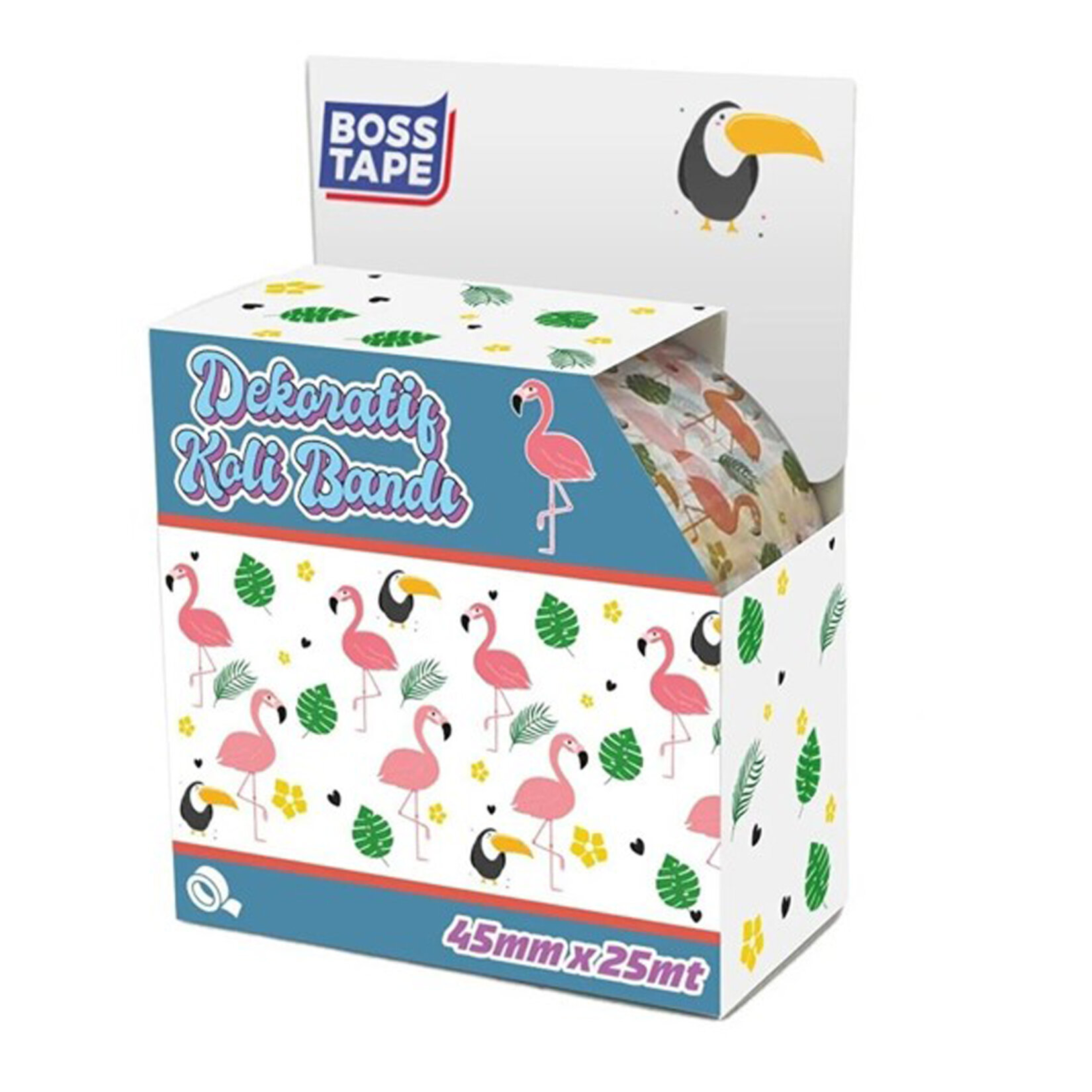 Boss Tape Flamingo Desenli Koli Bandı 45Mm x 25mt