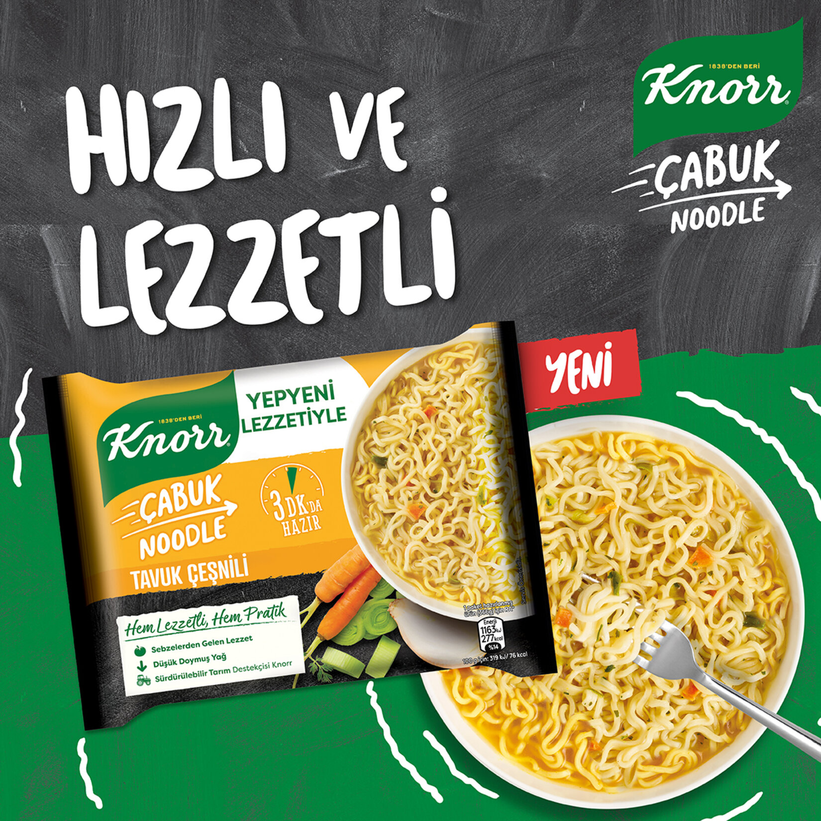 Knorr Tavuk Çeşnili Çabuk Noodle 66 G