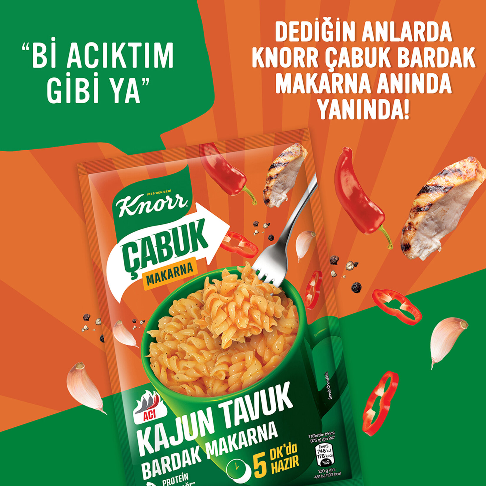 Knorr Çabuk Kajun Tavuk Bardak Makarna 48 G