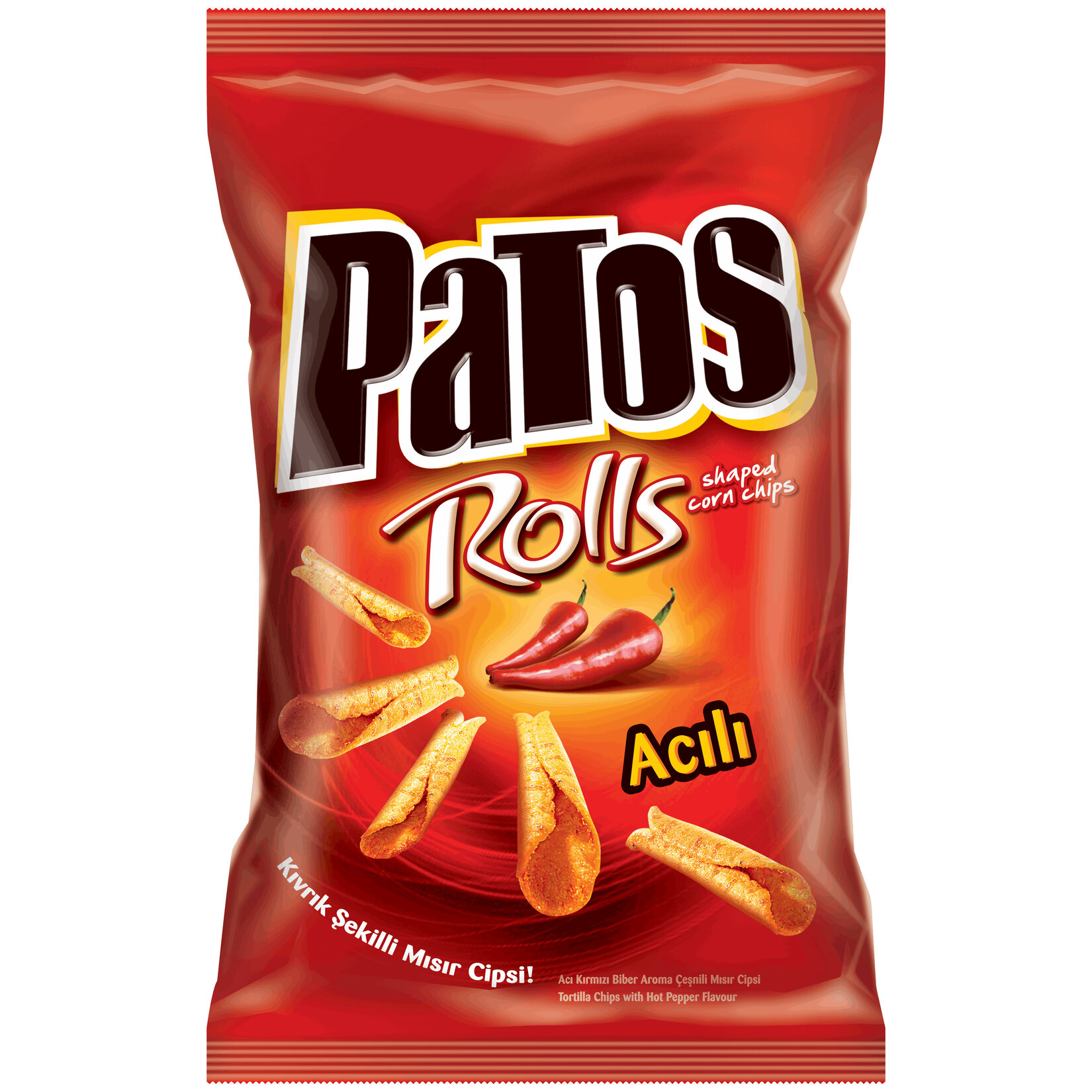 Patos Rolls Acı Biber Aromalı Çeşnili Mısır Cipsi 109 G
