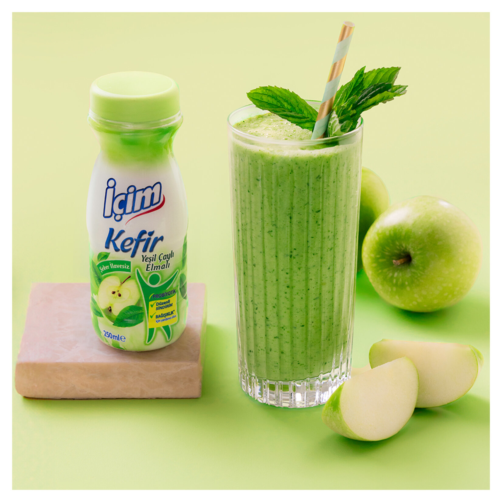 İçim Kefir Yeşil Çaylı Elmalı 250 Ml