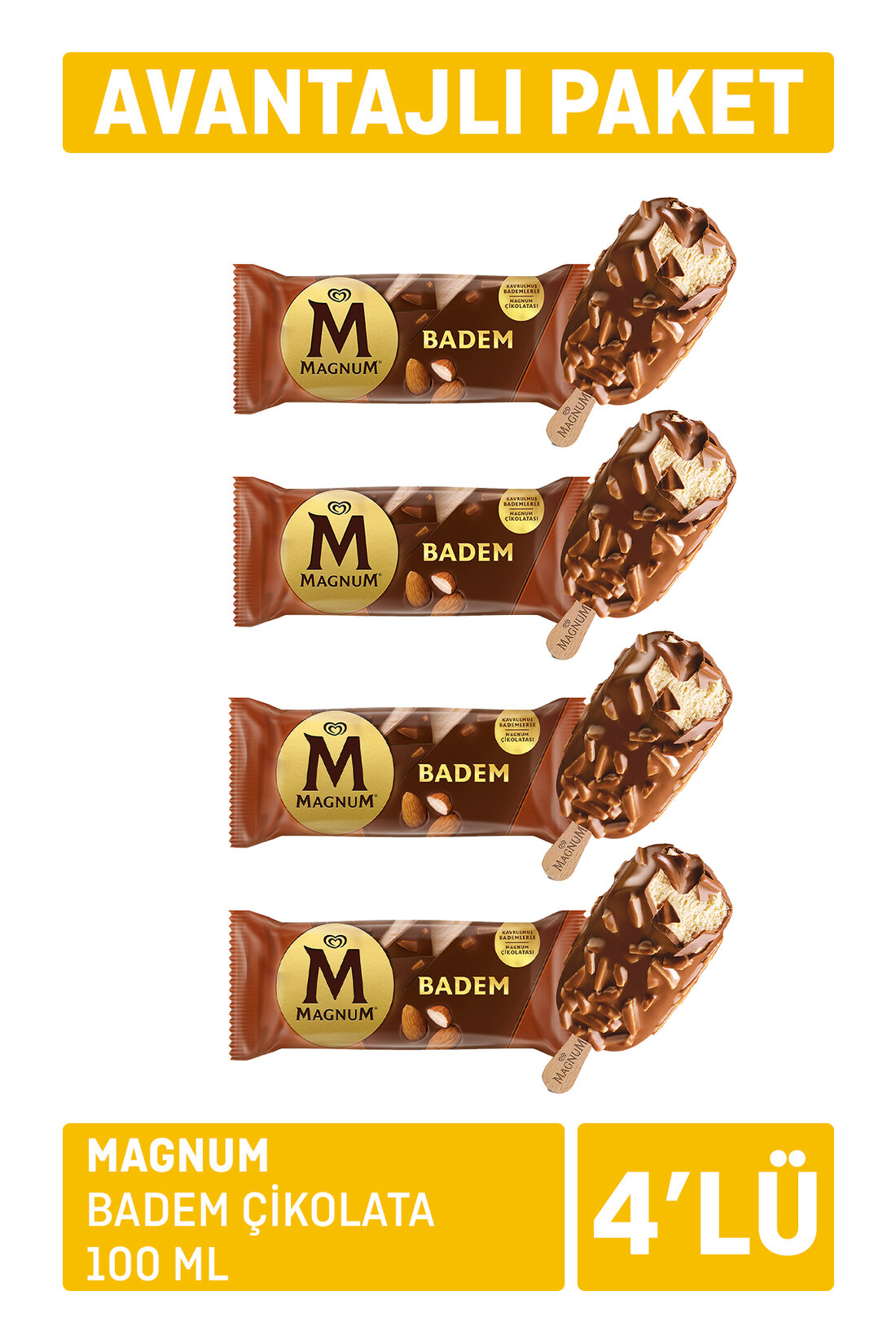 Magnum Badem Çikolata 100 Ml x 4