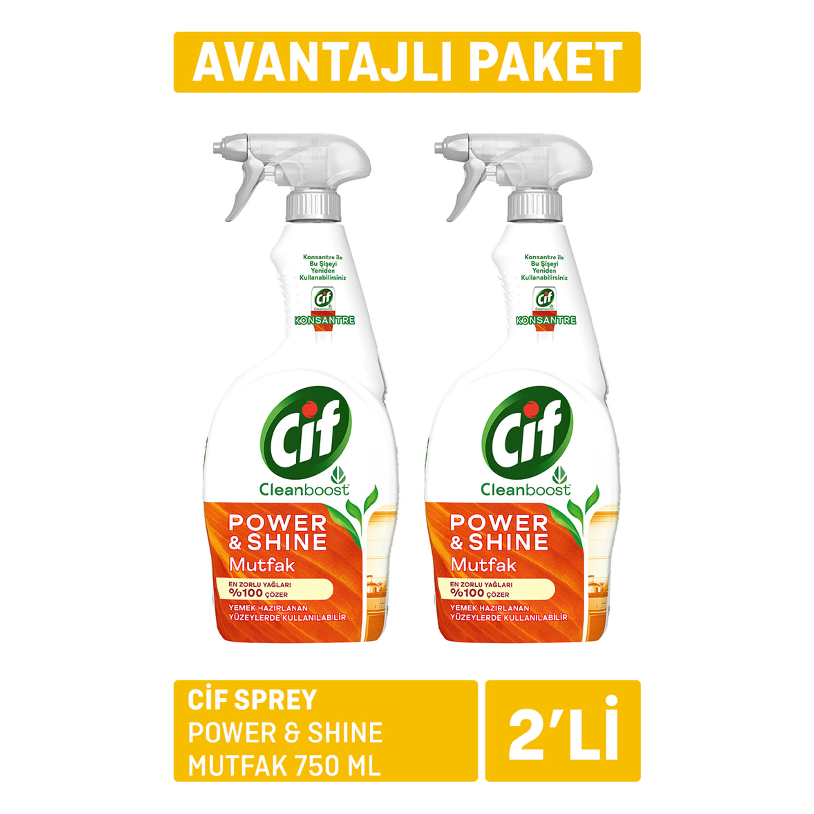 Cif Sprey Power & Shine Mutfak 2 x 750Ml