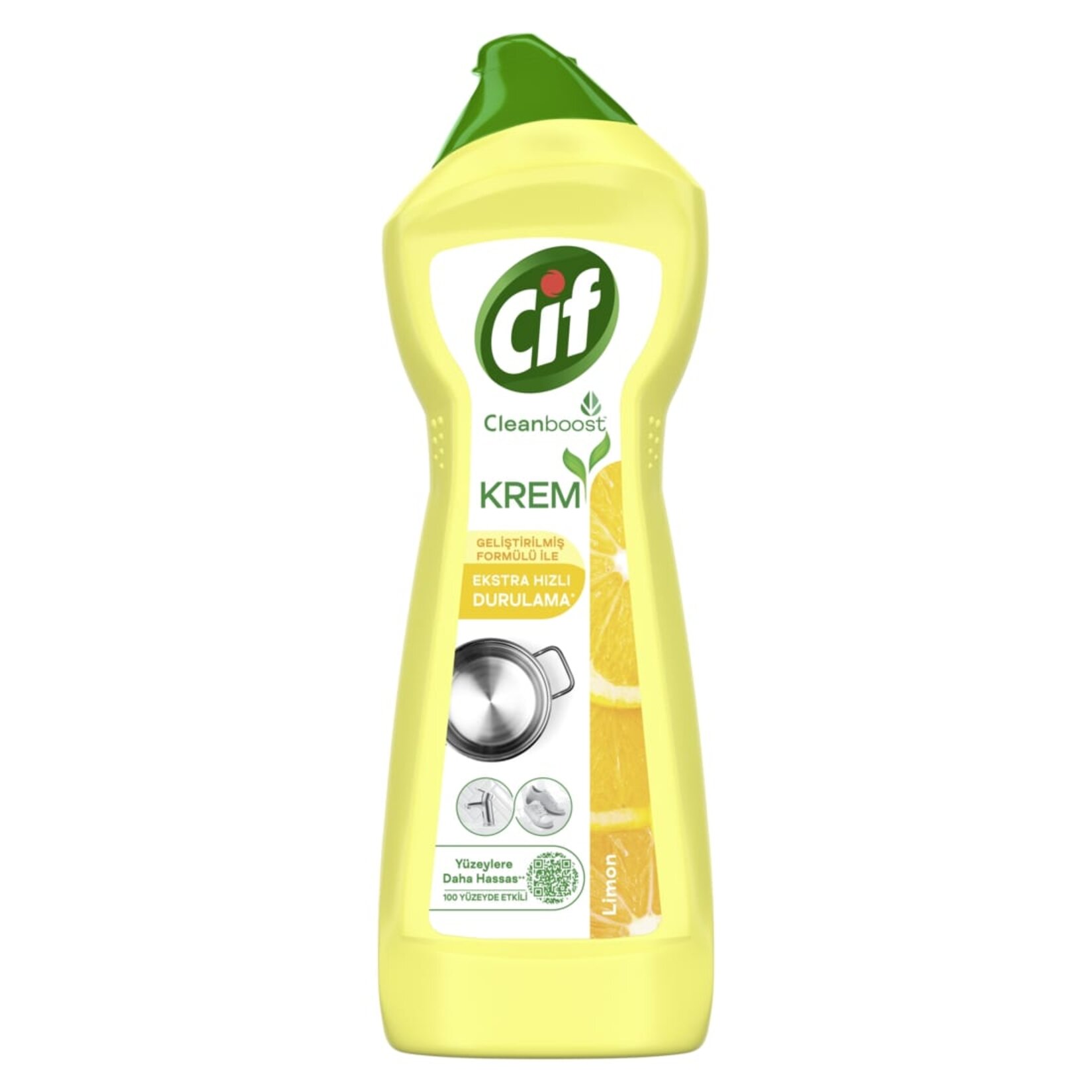 Cif Krem Yüzey Temizleyici Limon Kokulu Yağ ve Kireç Sökücü Leke ...