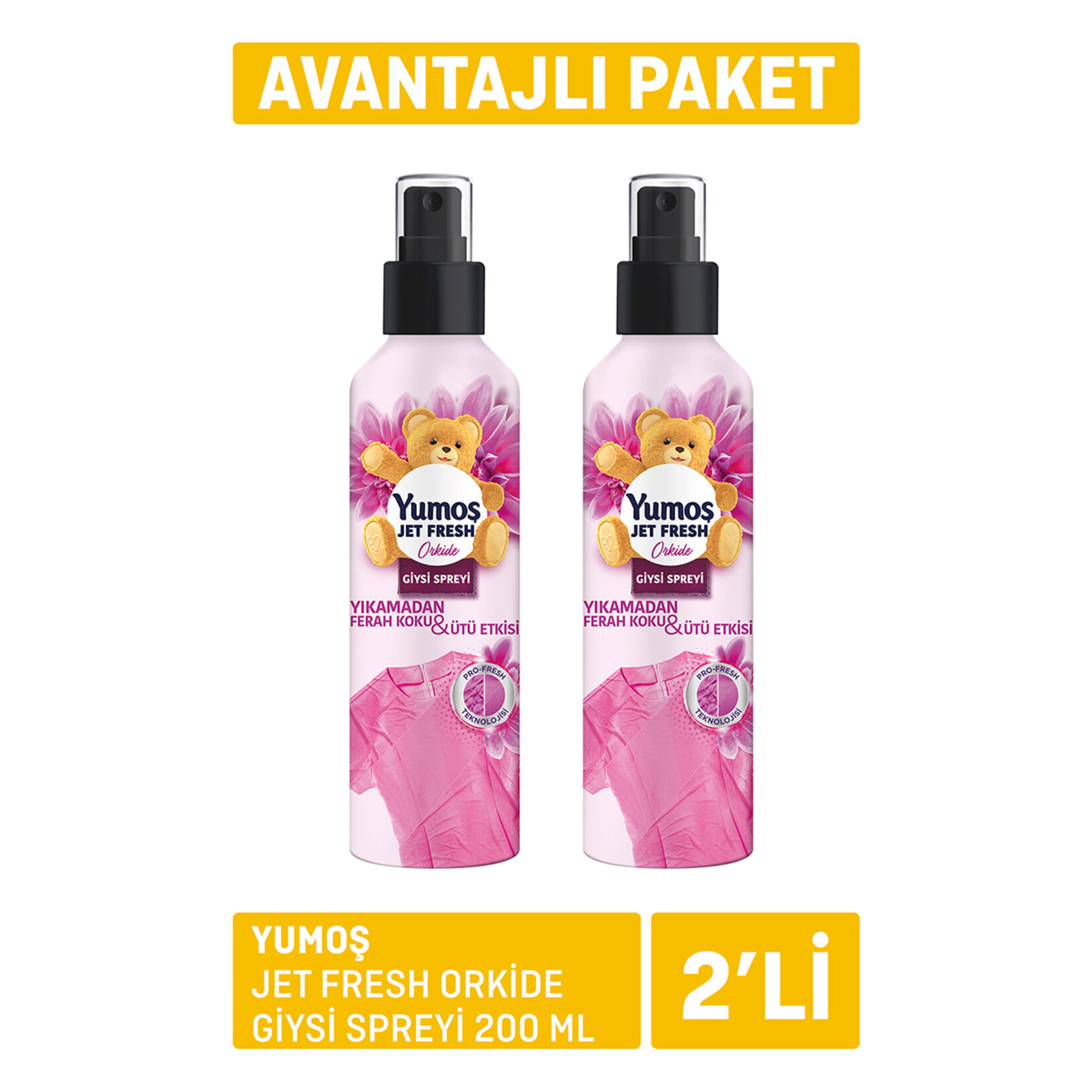 Yumoş Jet Fresh Orkide Giysi Spreyi 2X200 Ml