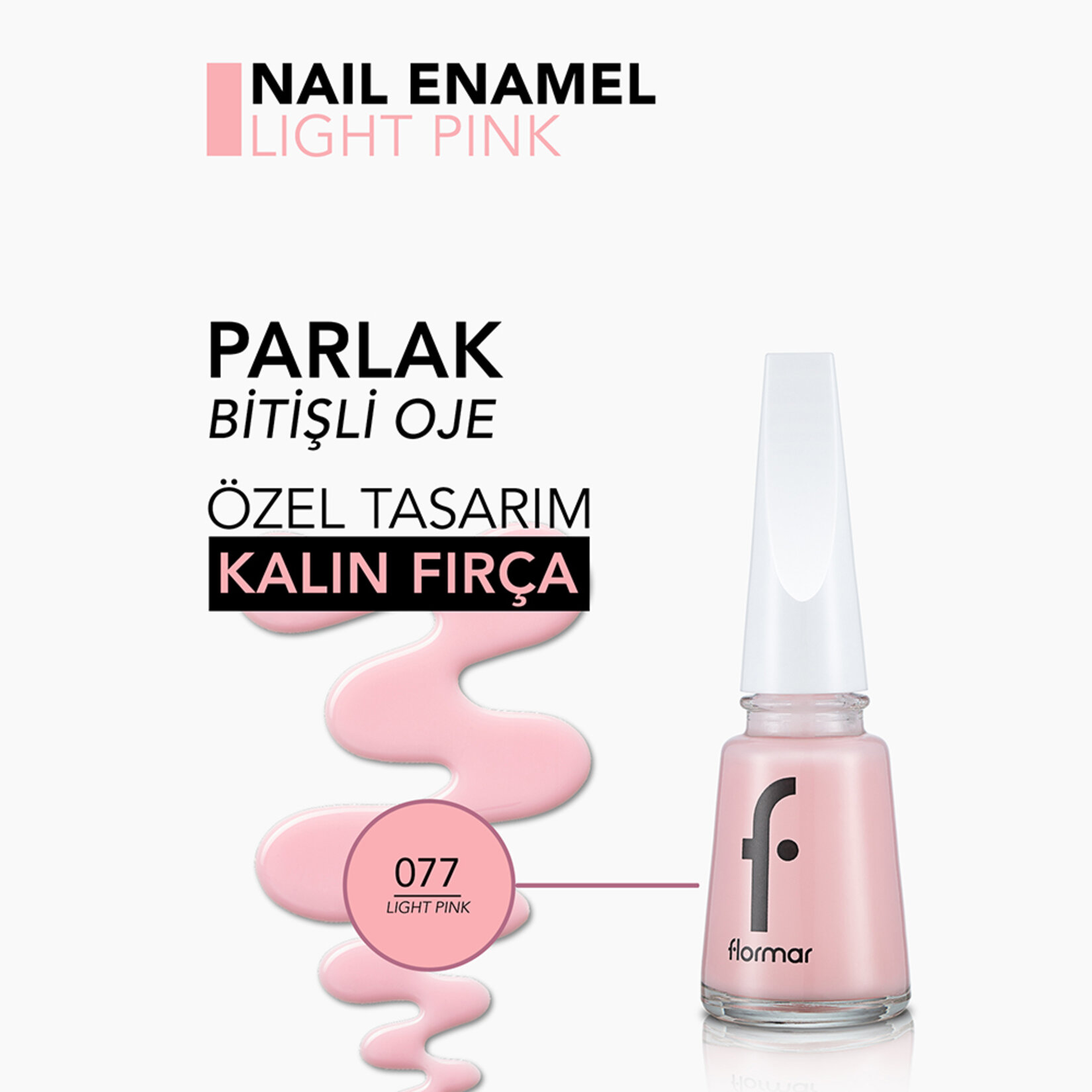 Flormar Nail Enamel Uzun Süre Kalıcı Besleyici Oje - 077 Light Pink