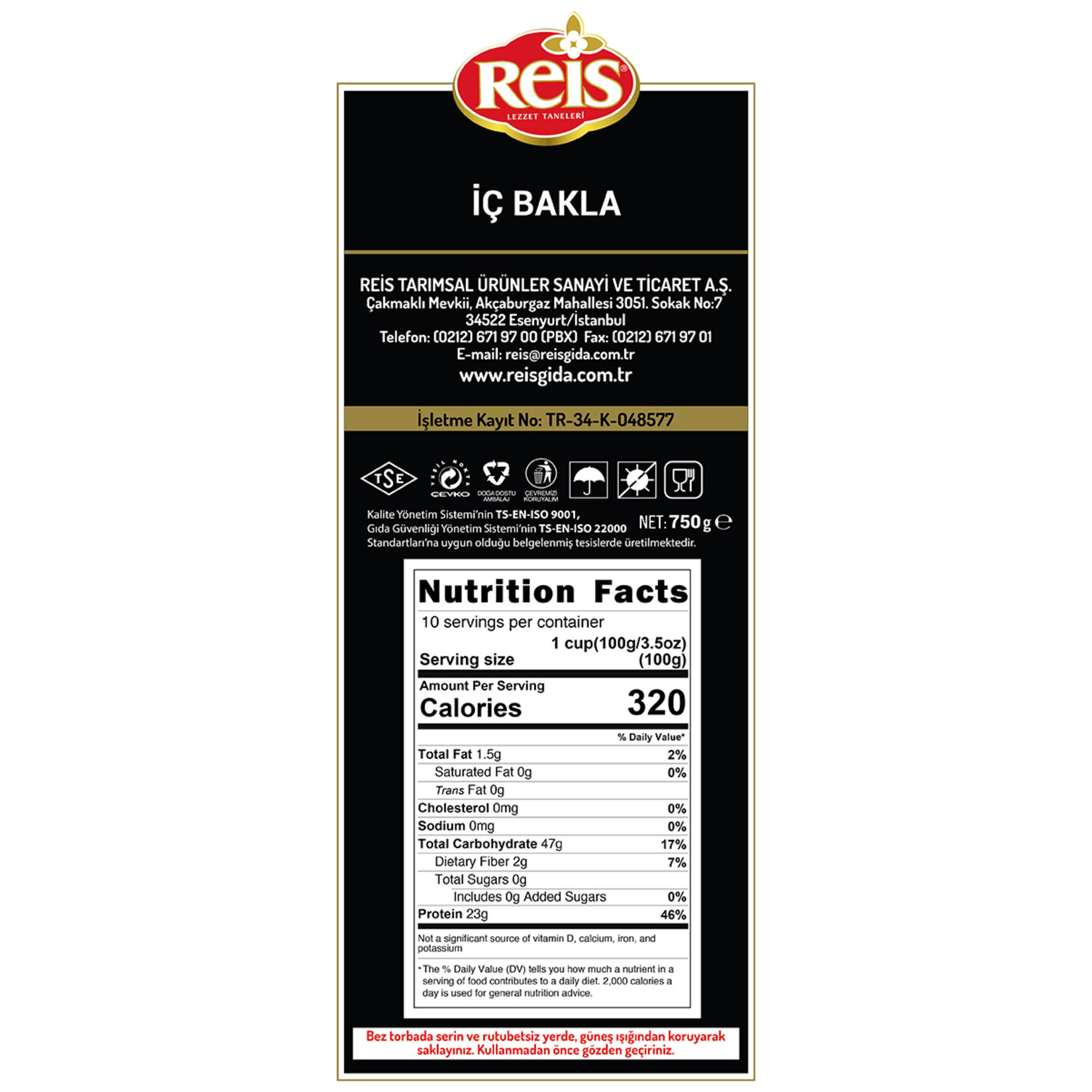 Reis İç Bakla (Ege) 750 G
