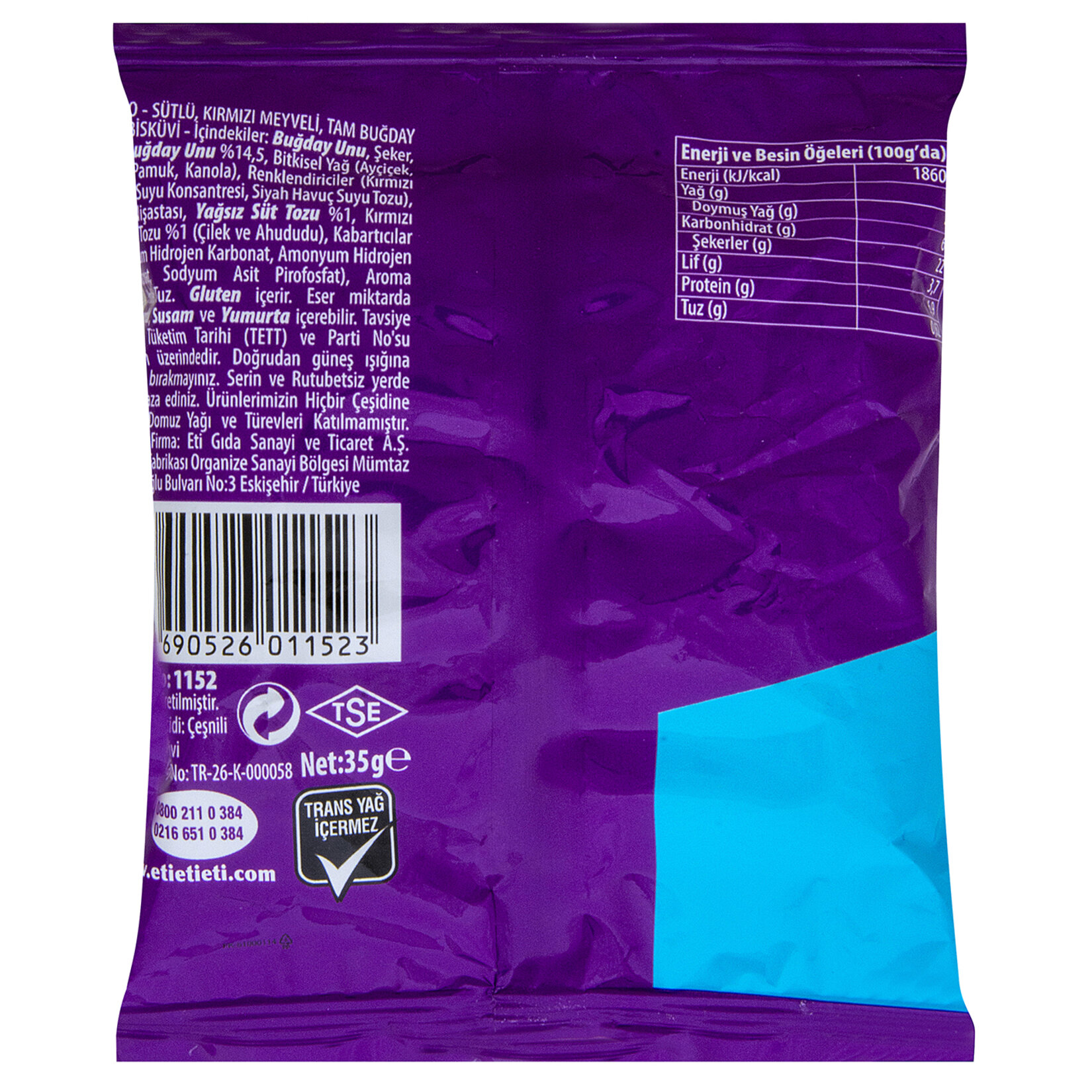 Eti Bumbo Dinazor Dünyası Kırmızı Meyveli Bisküvi 35G | Macroonline