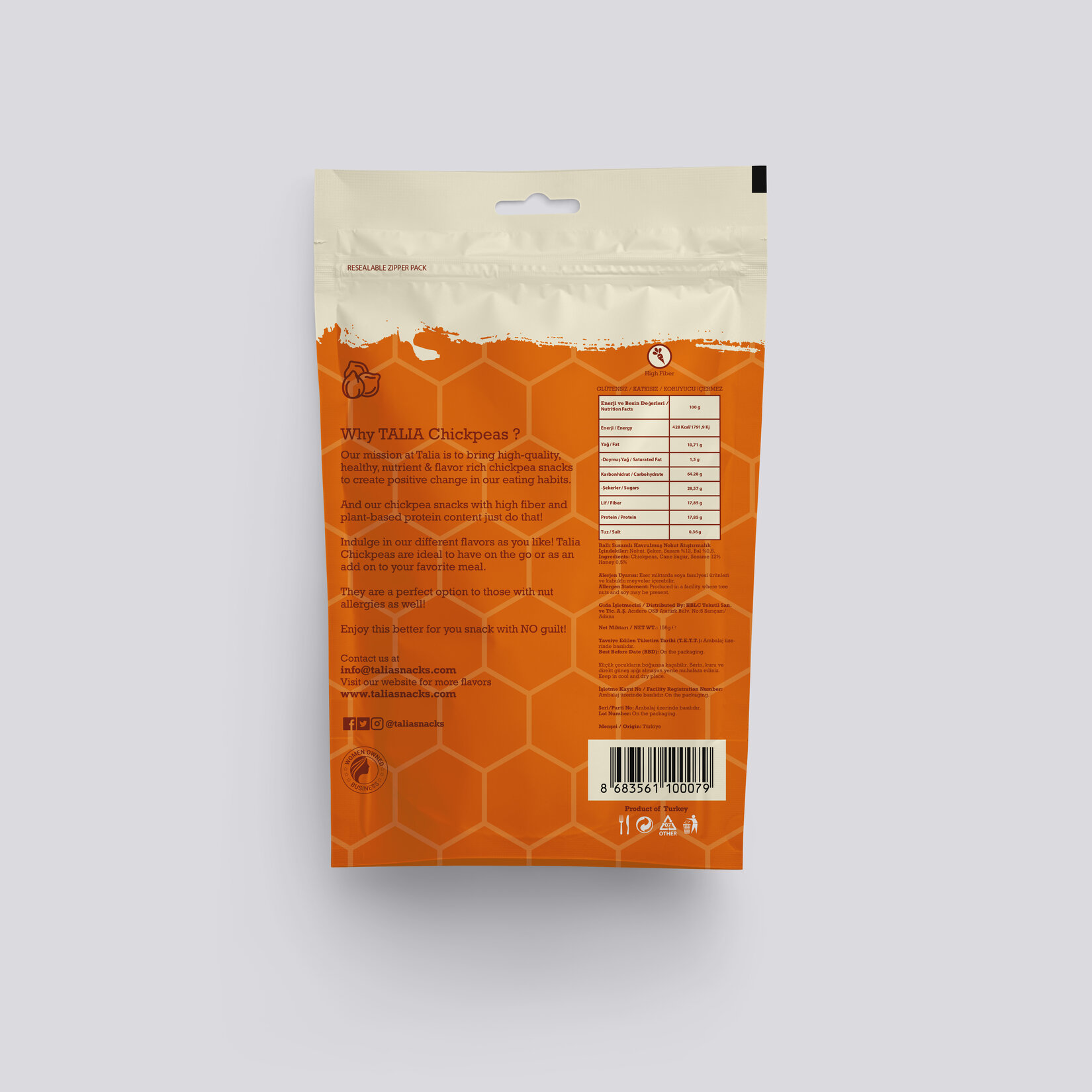 Talia Chickpea Snacks Honey Sesame 156 G | Macroonline