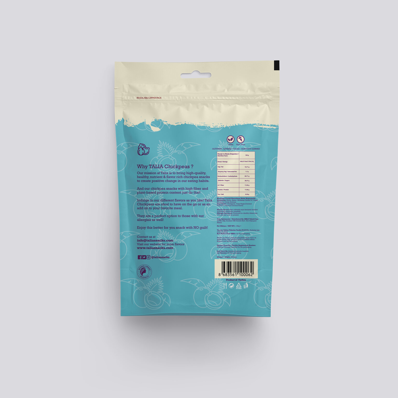 Talia Chickpea Snacks Coconut 156 G | Macroonline