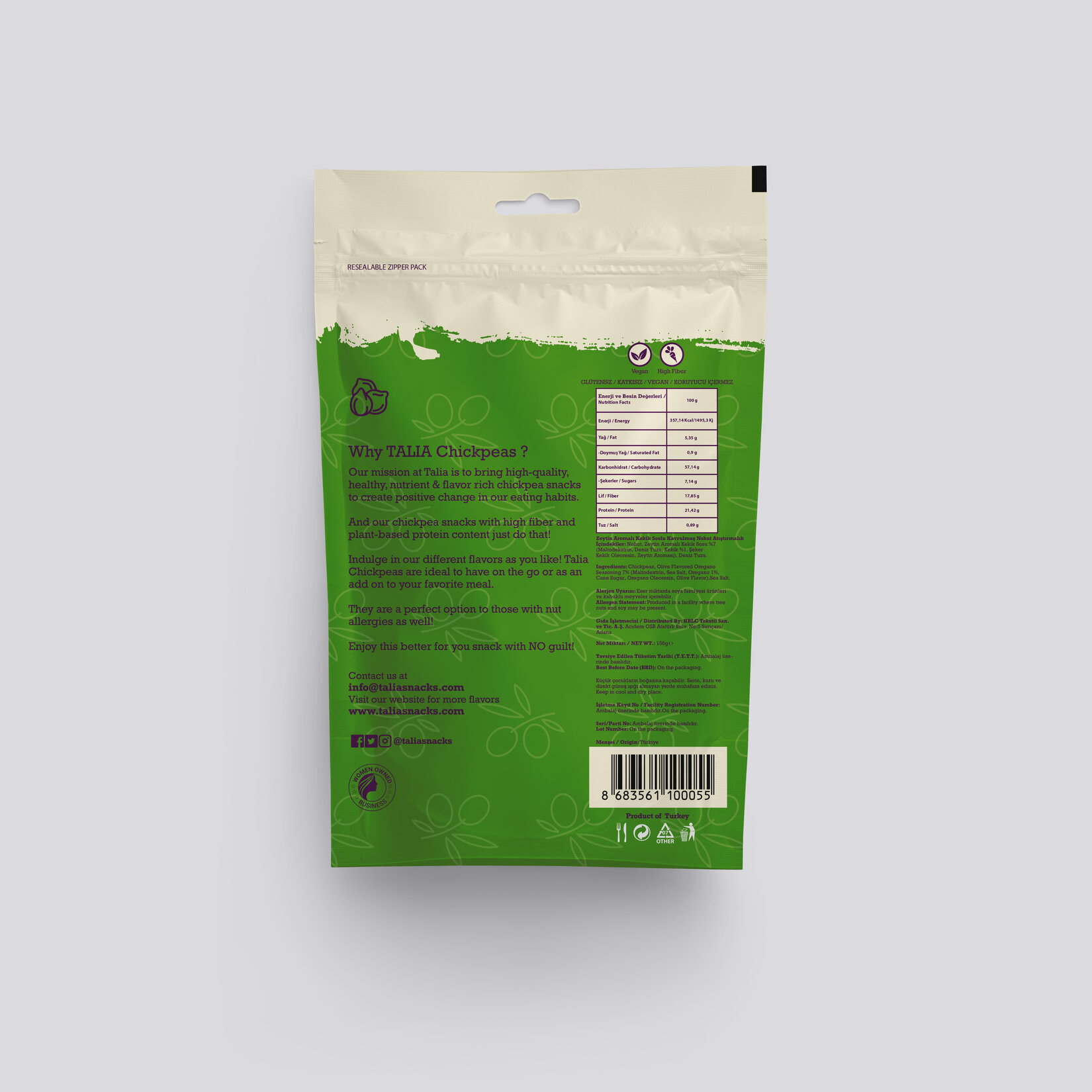 Talia Chickpea Snacks Olive Oregano 156 G | Macroonline