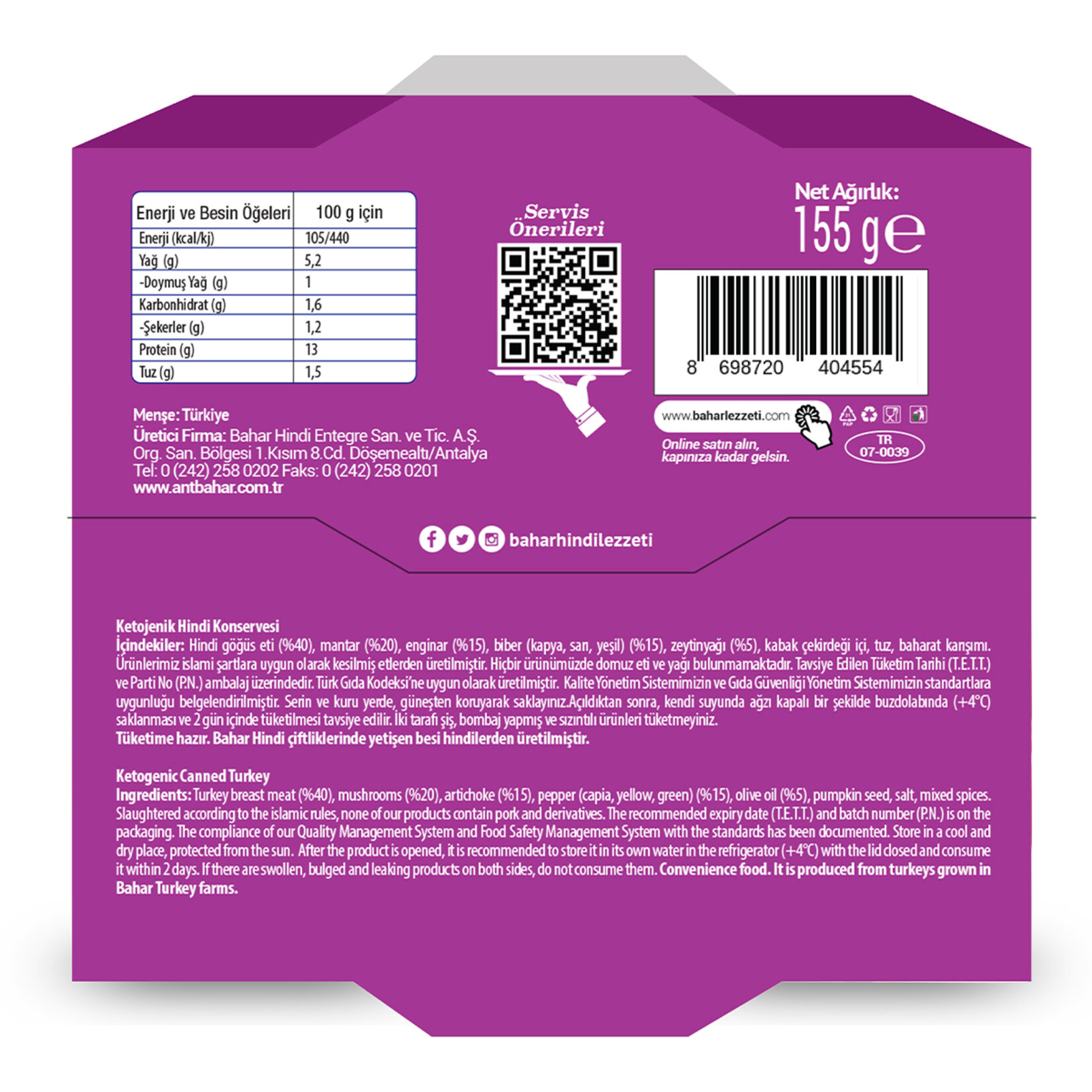 Ant Bahar Ketojenik Hindi Konserve 155 G | Macroonline