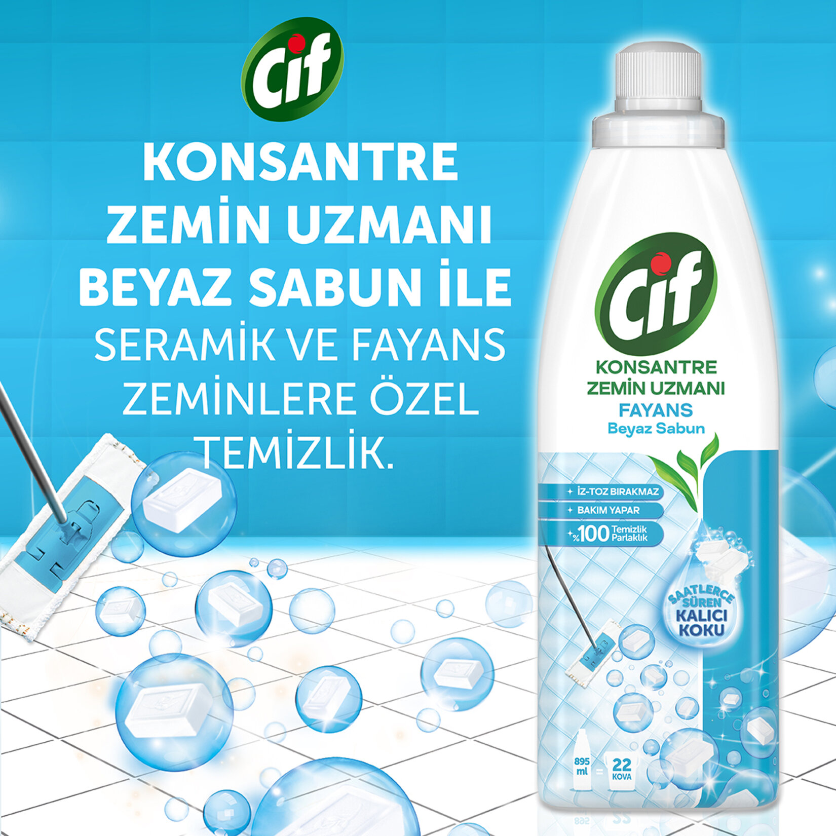 Cif Konsantre Zemin Uzmanı Fayans Beyaz Sabun 895 Ml | Macroonline