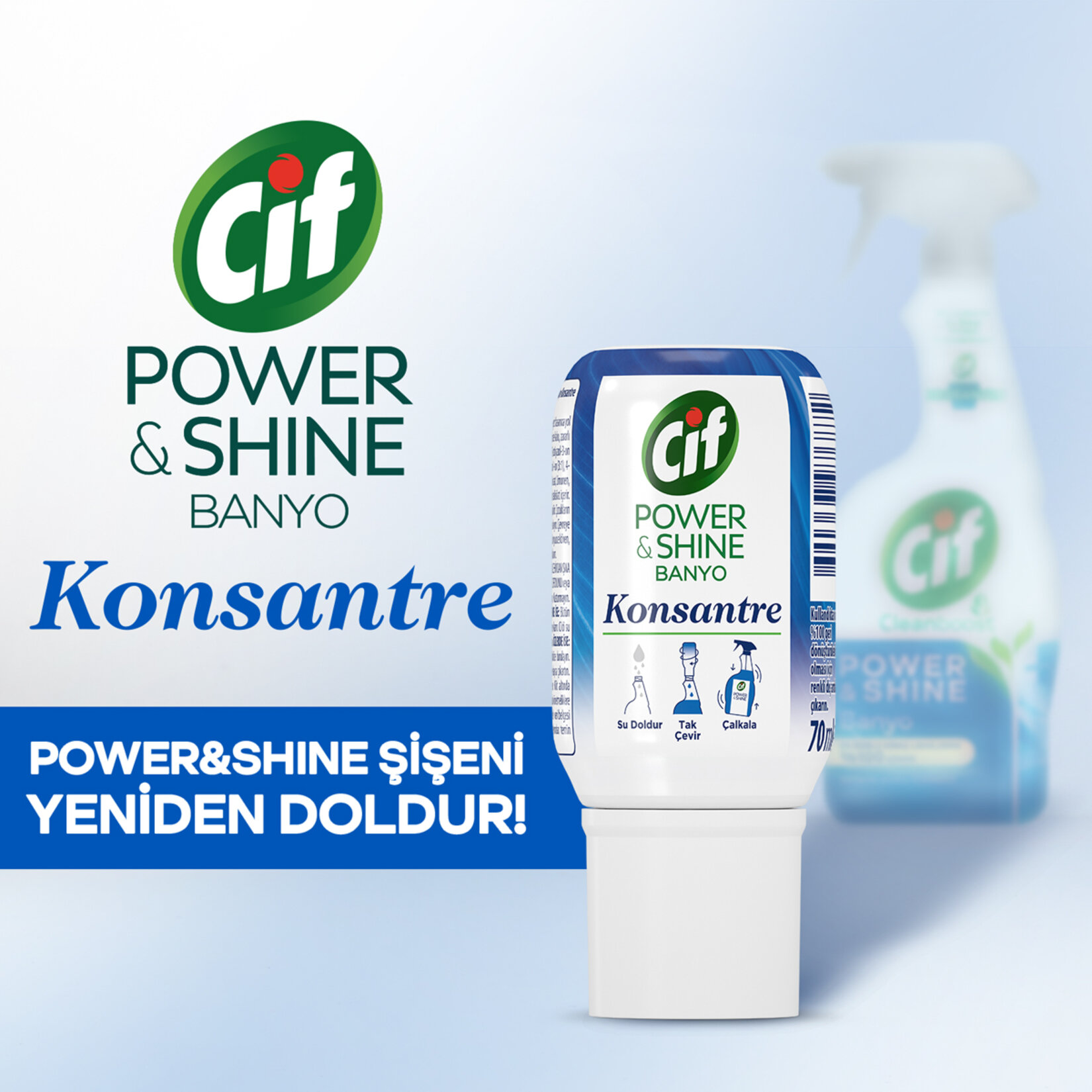 Cif Power & Shine Konsantre Banyo Yüzey Temizleyici Sabun ve Kireç Leke ...
