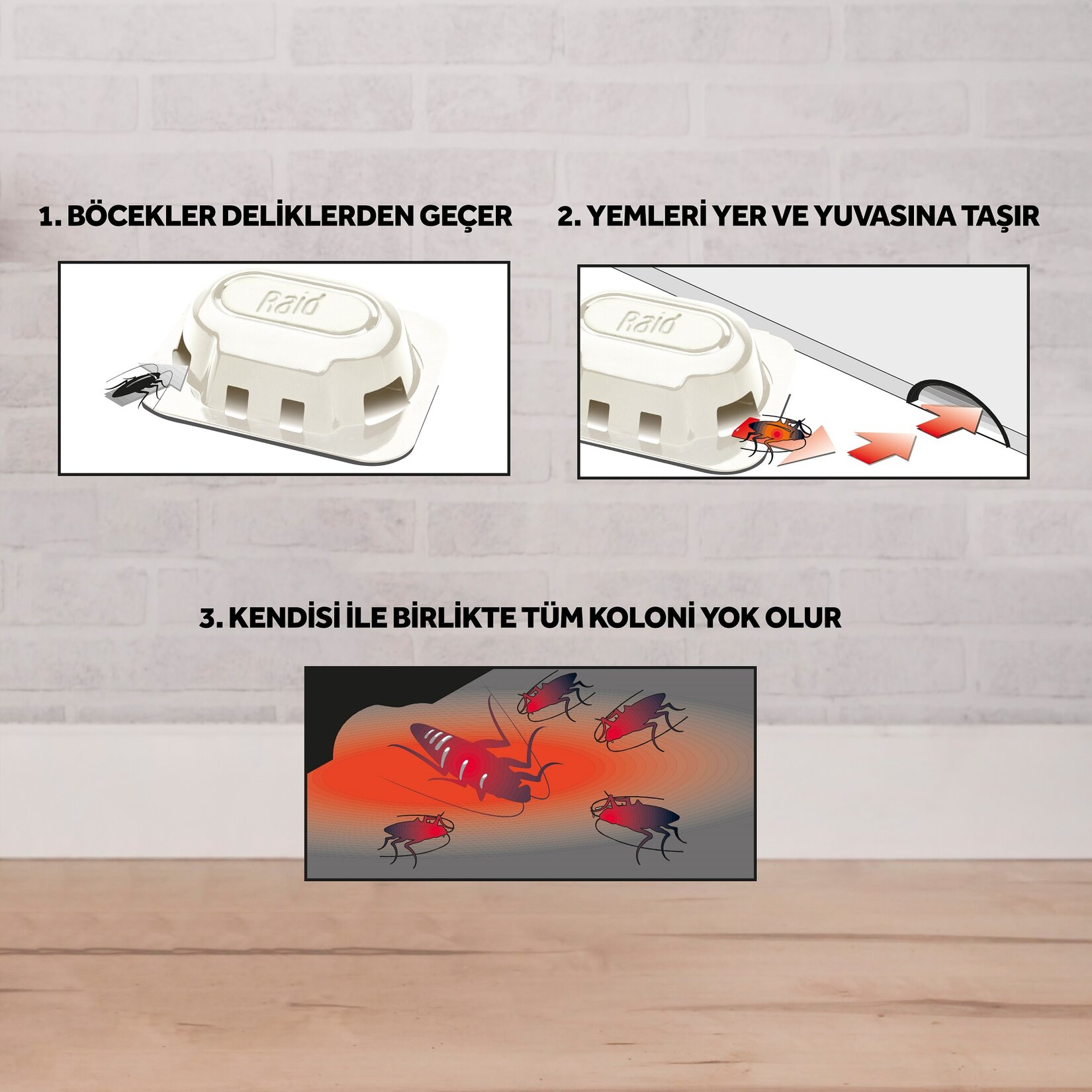 Raid Hamam Böceği Yemi 6’lı Her Tablet ile 3 Ay Koruma