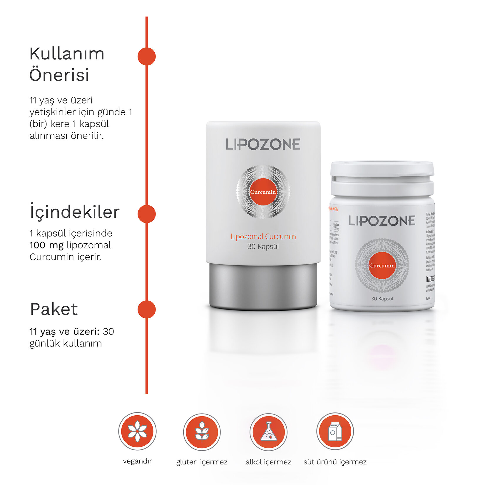 Lipozone Curcumin 100 mg 30 Kapsül