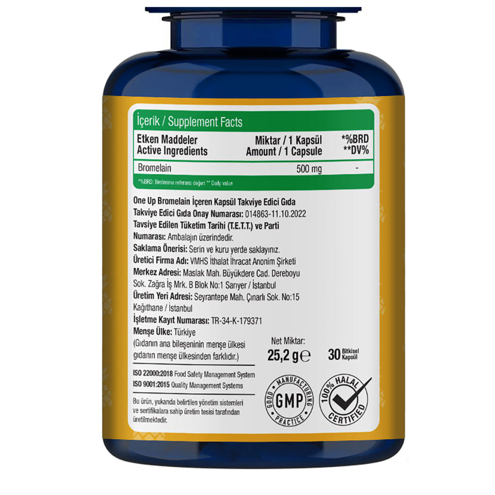 One Up Bromelaın 30 Kapsül