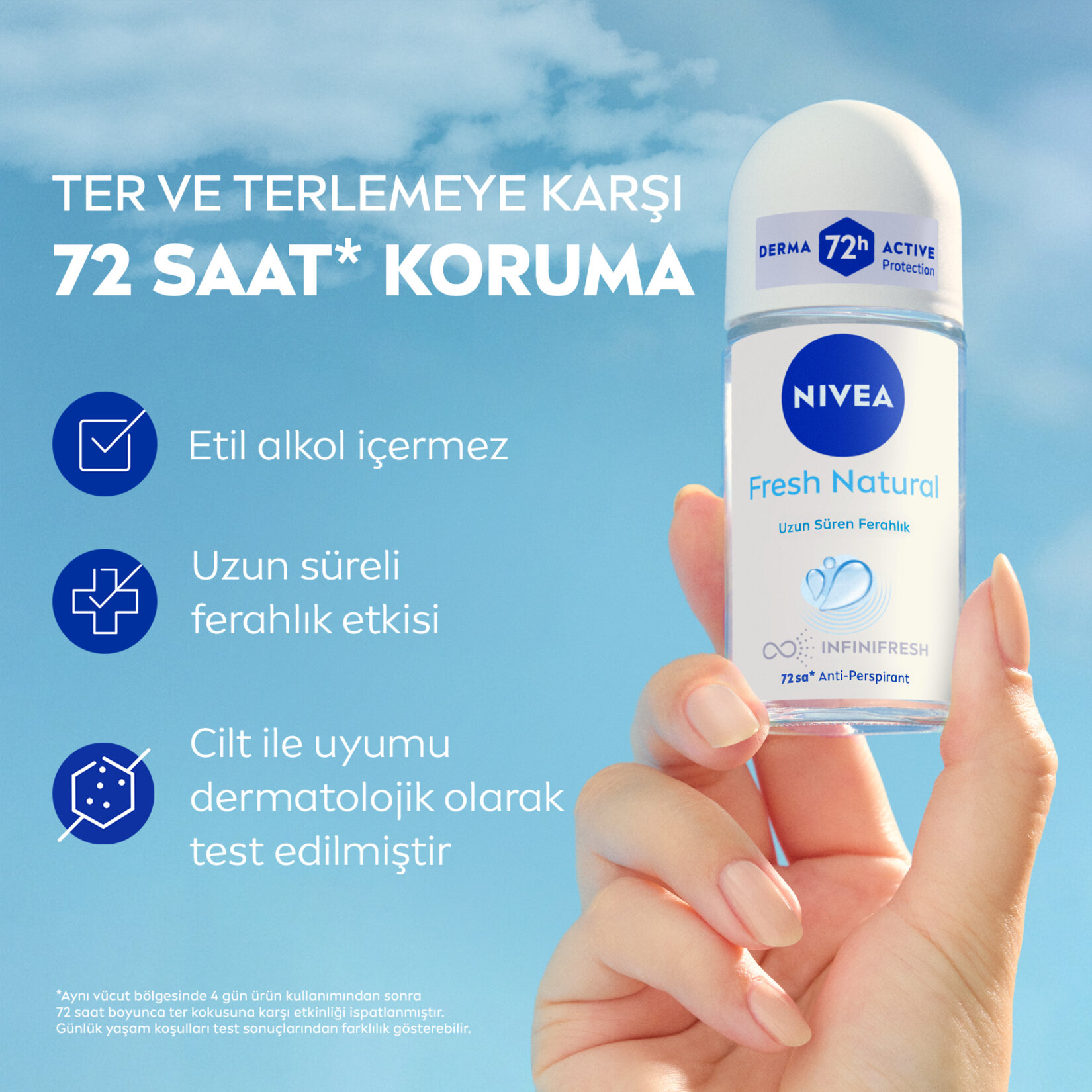 NIVEA Kadın Roll-on Deodorant Fresh Natural 72 Saat Anti-Perspirant 50 ml