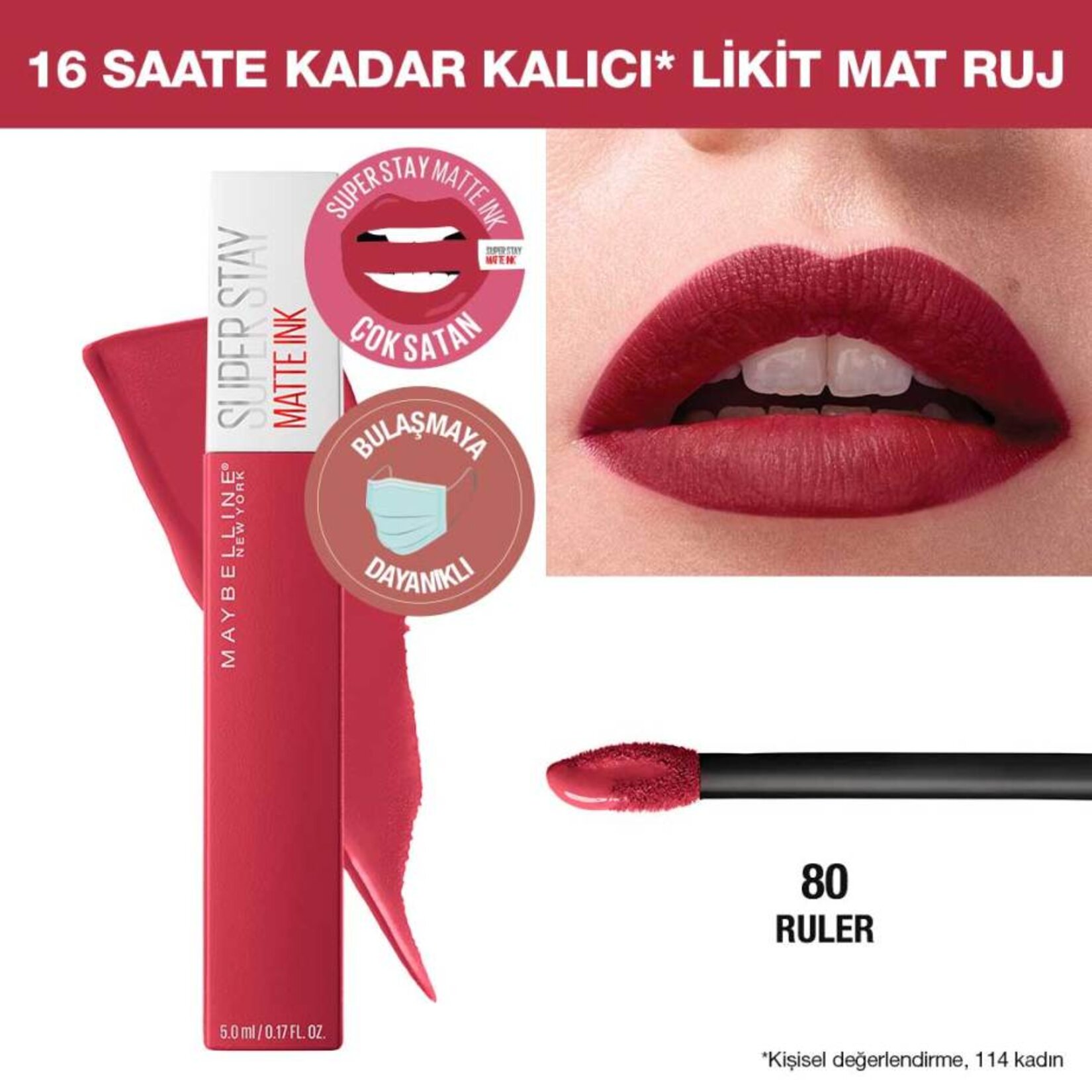 Maybelline New York Super Stay Matte Ink Likit Mat Ruj - 80 Ruler ...