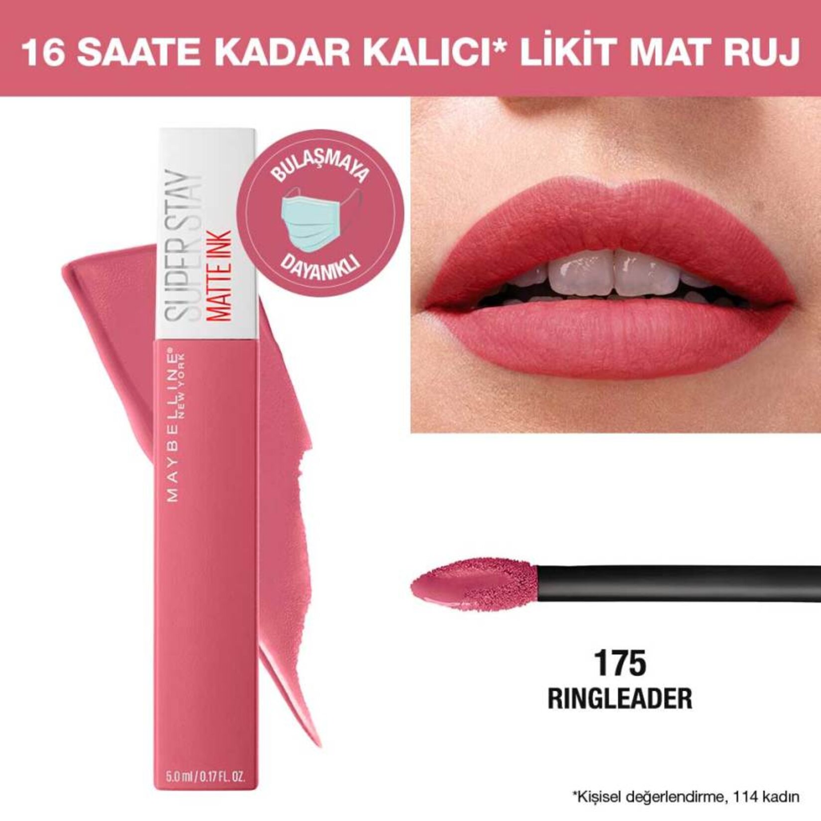 Maybelline New York Super Stay Matte Ink Likit Mat Ruj - 175 Ringleader - Pembe