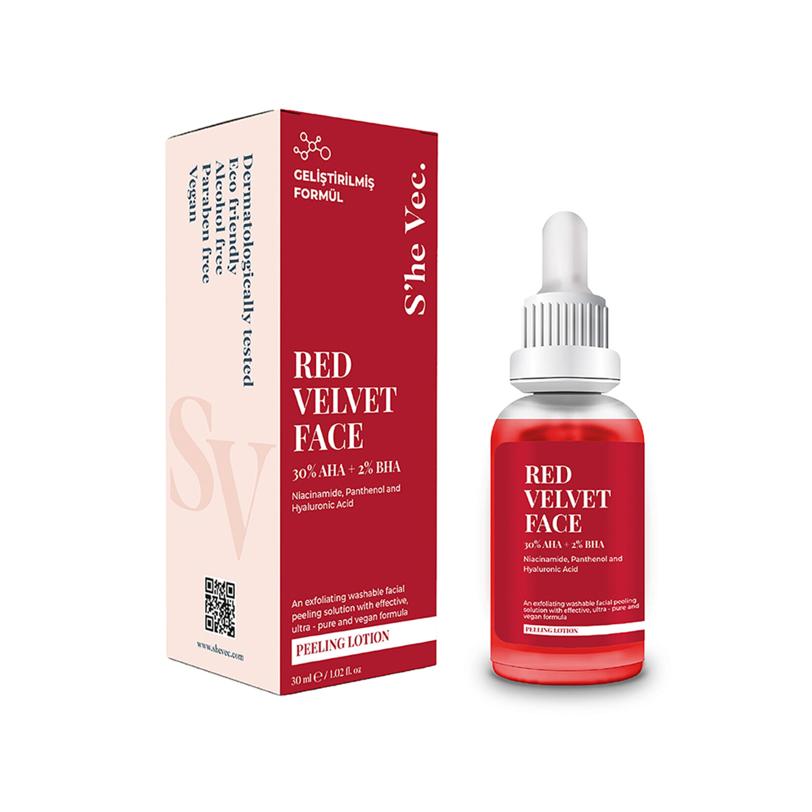 S'he Vec. Peeling Serum Red Velvet Face 30 Ml