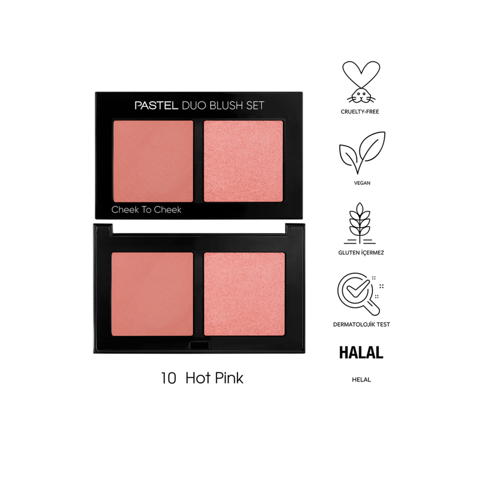 Pastel Duo Blush Set Cheek To Cheek - İkili Allık Seti 10 Hot Pink