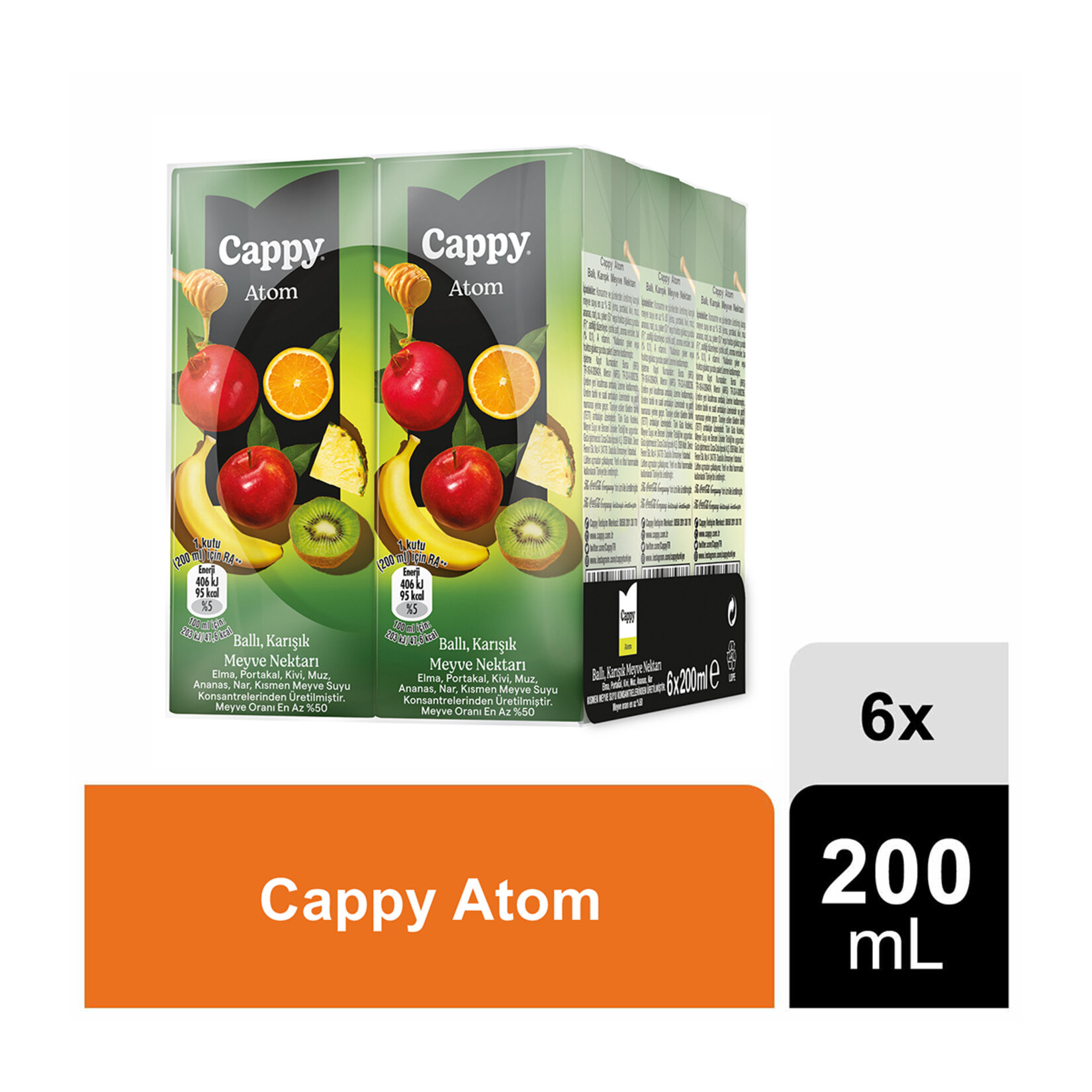 Cappy Atom Ballı Karışık Meyve Nektarı Karton Kutu 6x200 ML - Migros