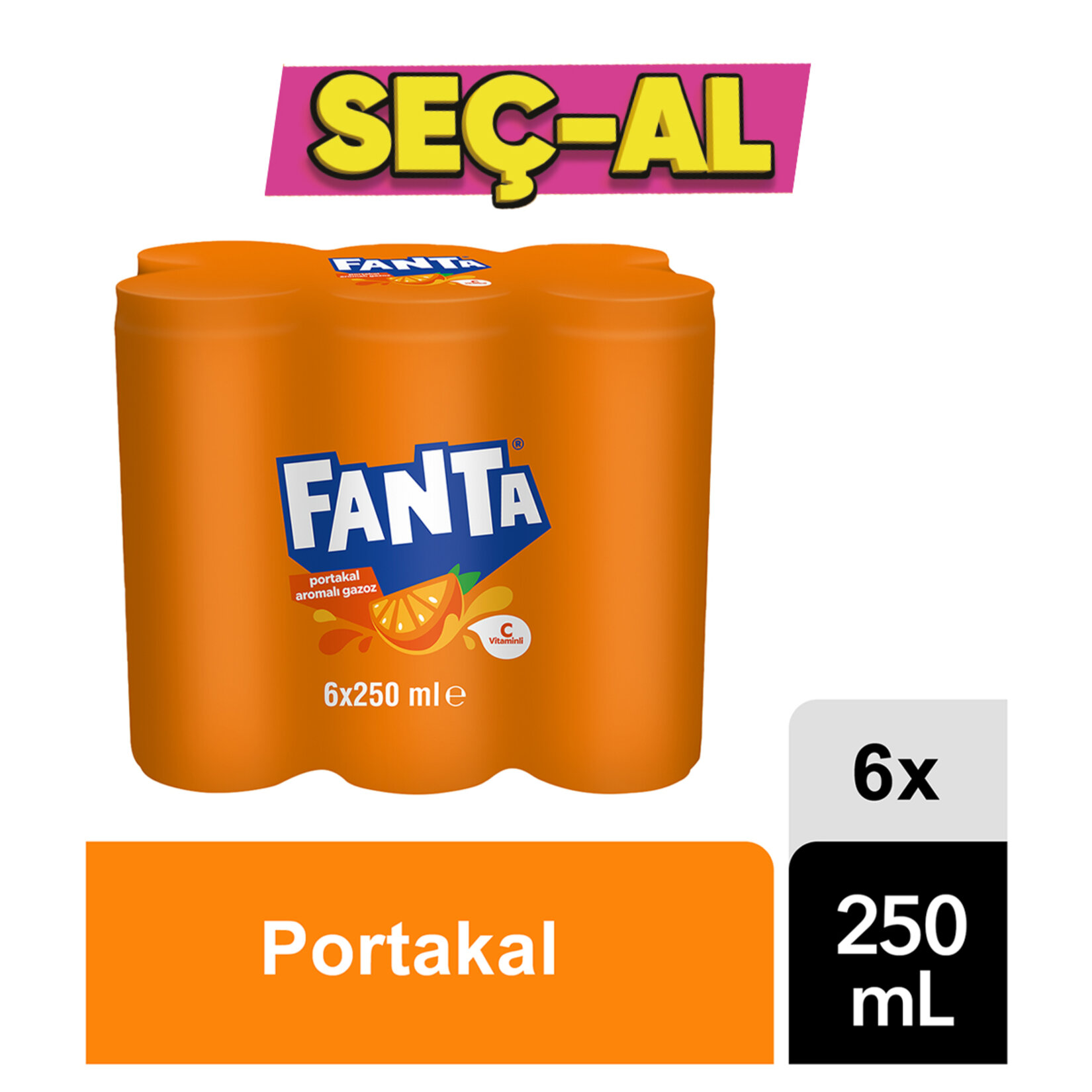 Fanta Portakal Aromalı Kutu 6x250 ML - Migros