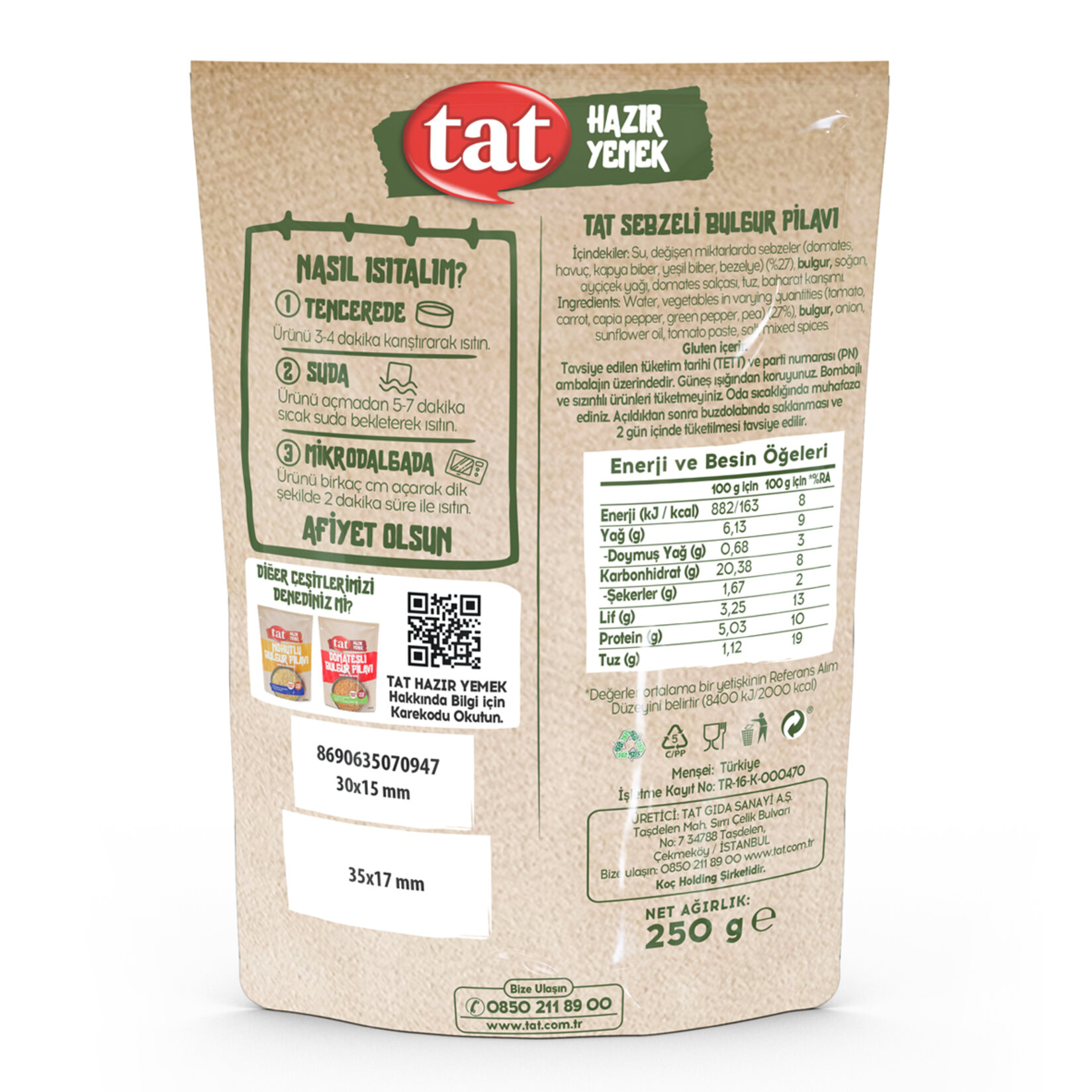 Tat Sebzeli Bulgur Pilavı 250 G - Migros
