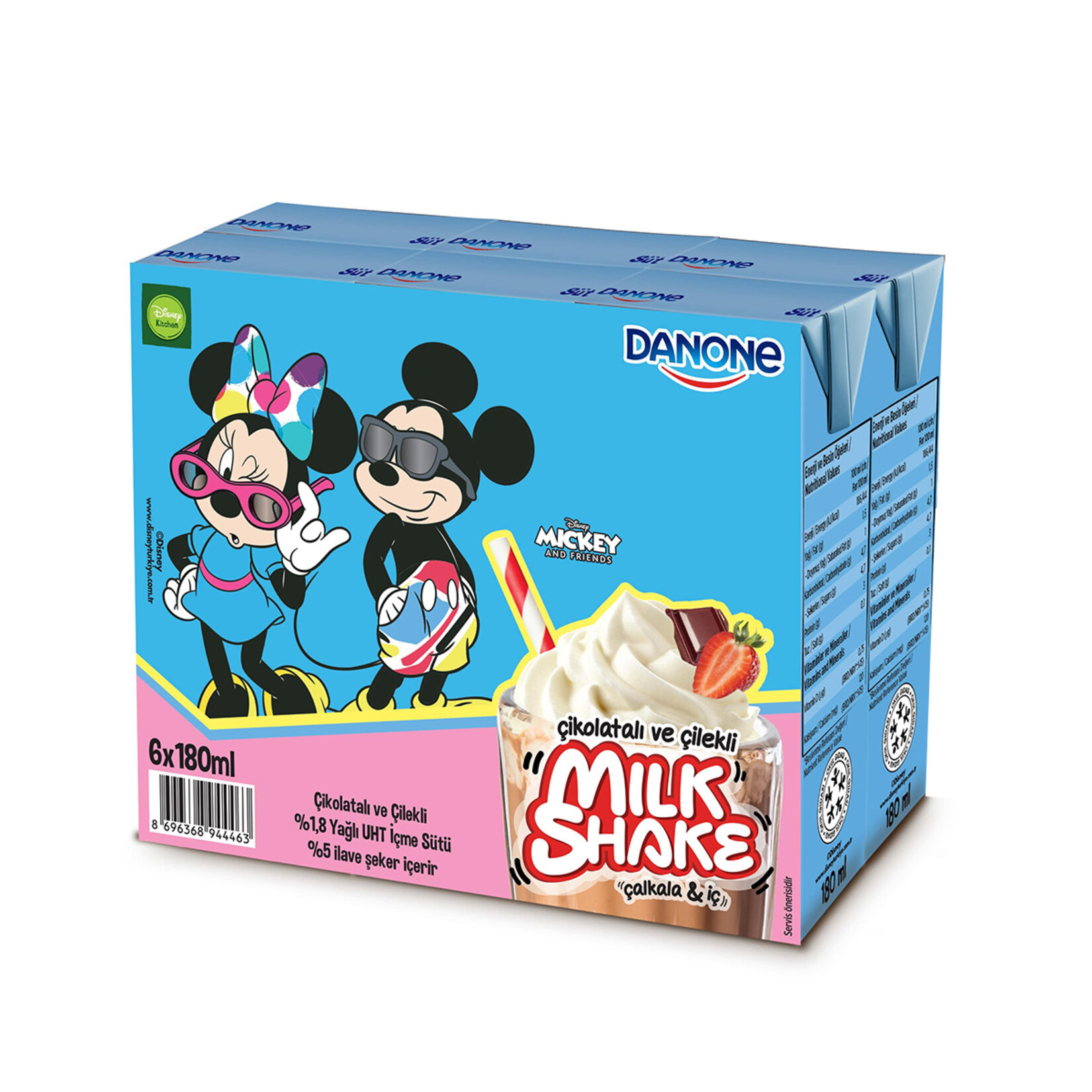 Danone Çikolatalı Çilekli Uht Milkshake 6X180 Ml - Migros