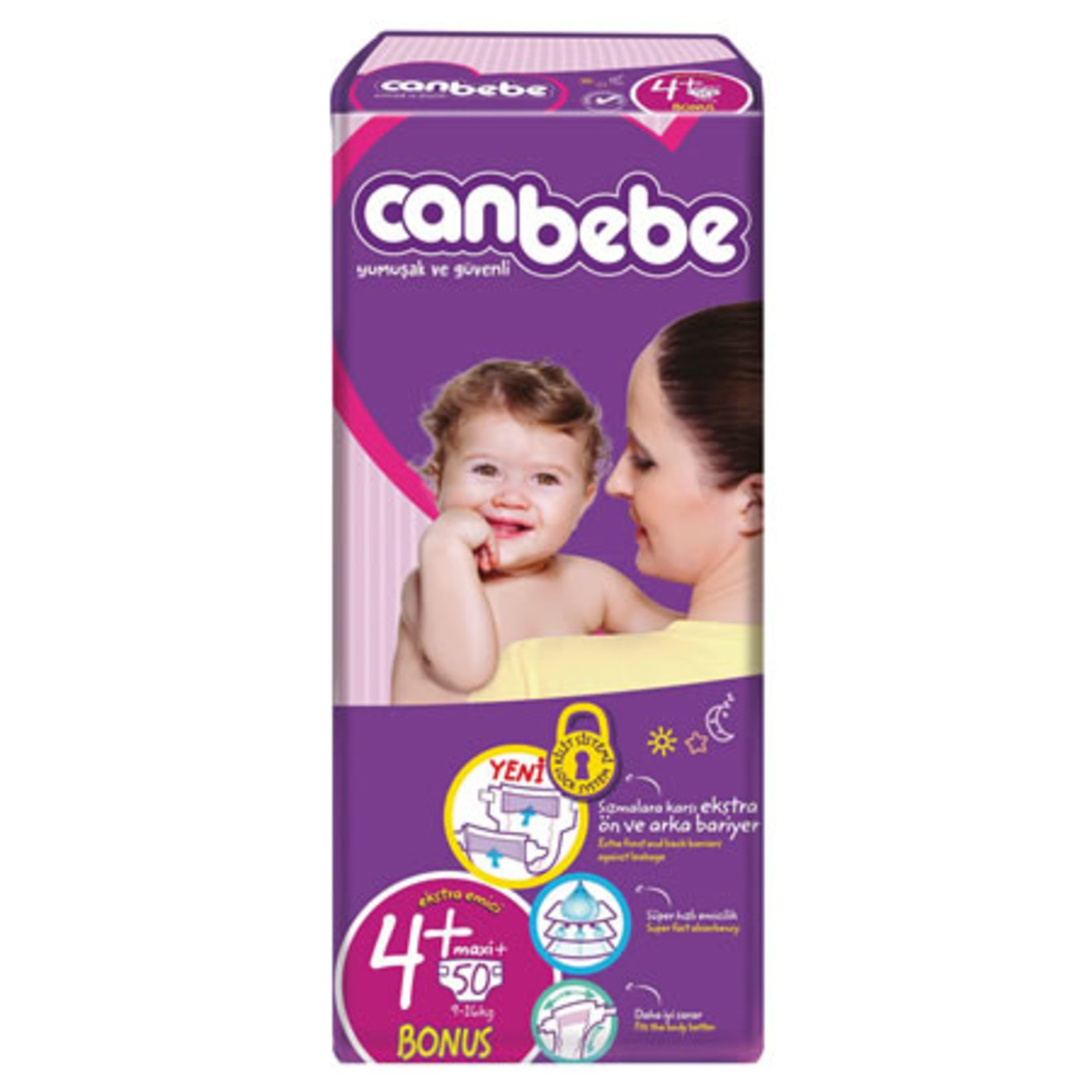 Canbebe 4+ Beden Bonus Paket Maxiplus 9-16 Kg 50 Adet - Migros