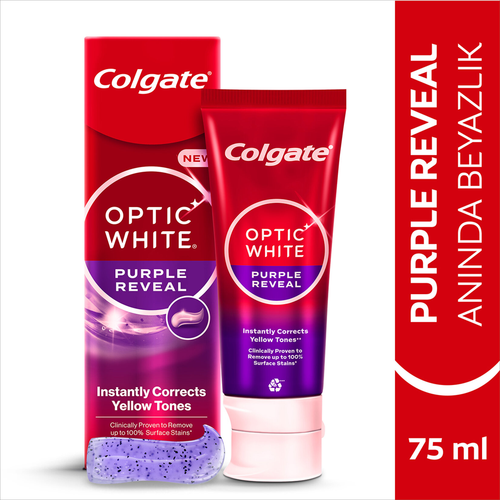 Colgate Optic White Purple Reveal Beyazlatıcı Diş Macunu 75 Ml - Migros
