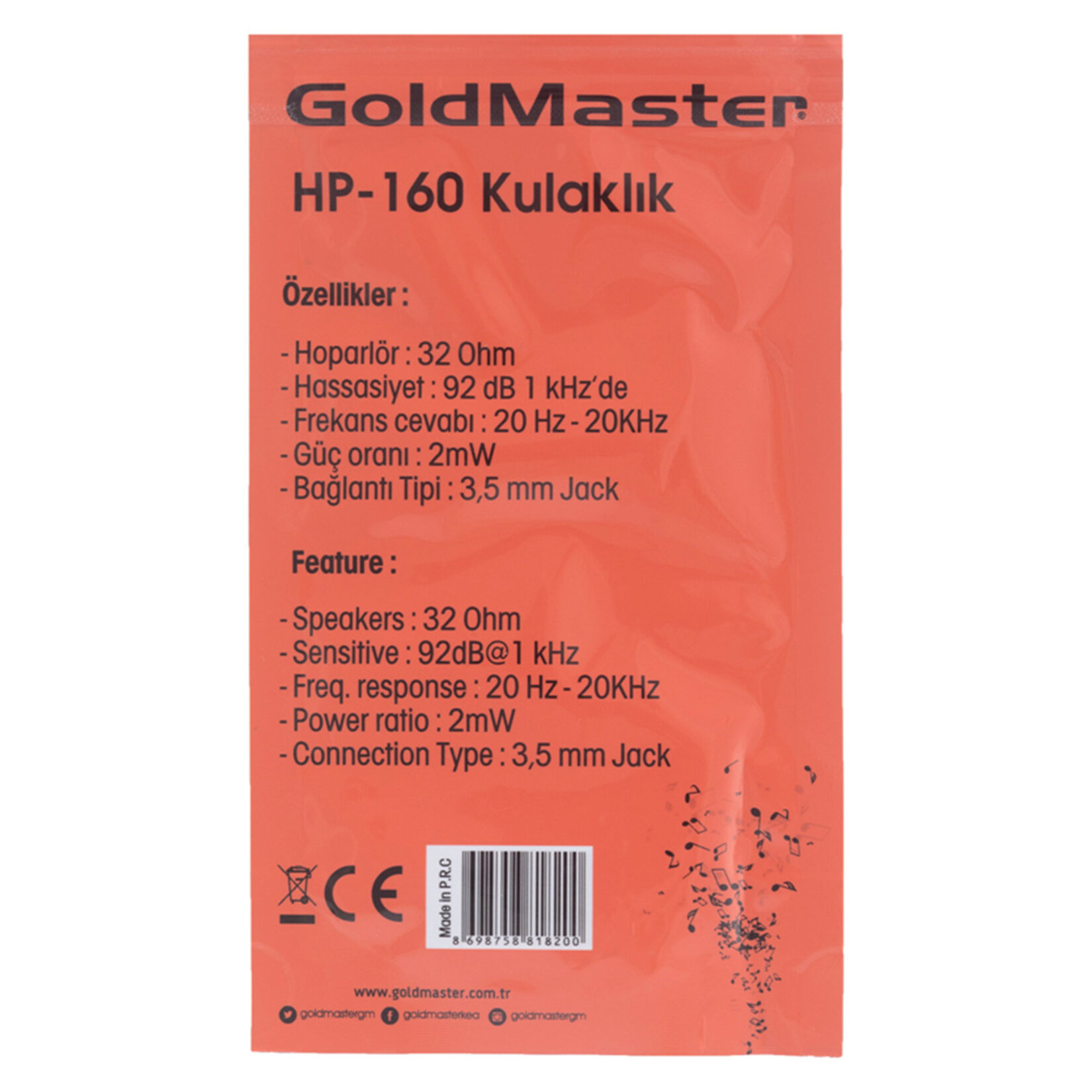 GoldMaster HP-160 B Kulaklık Beyaz - Migros